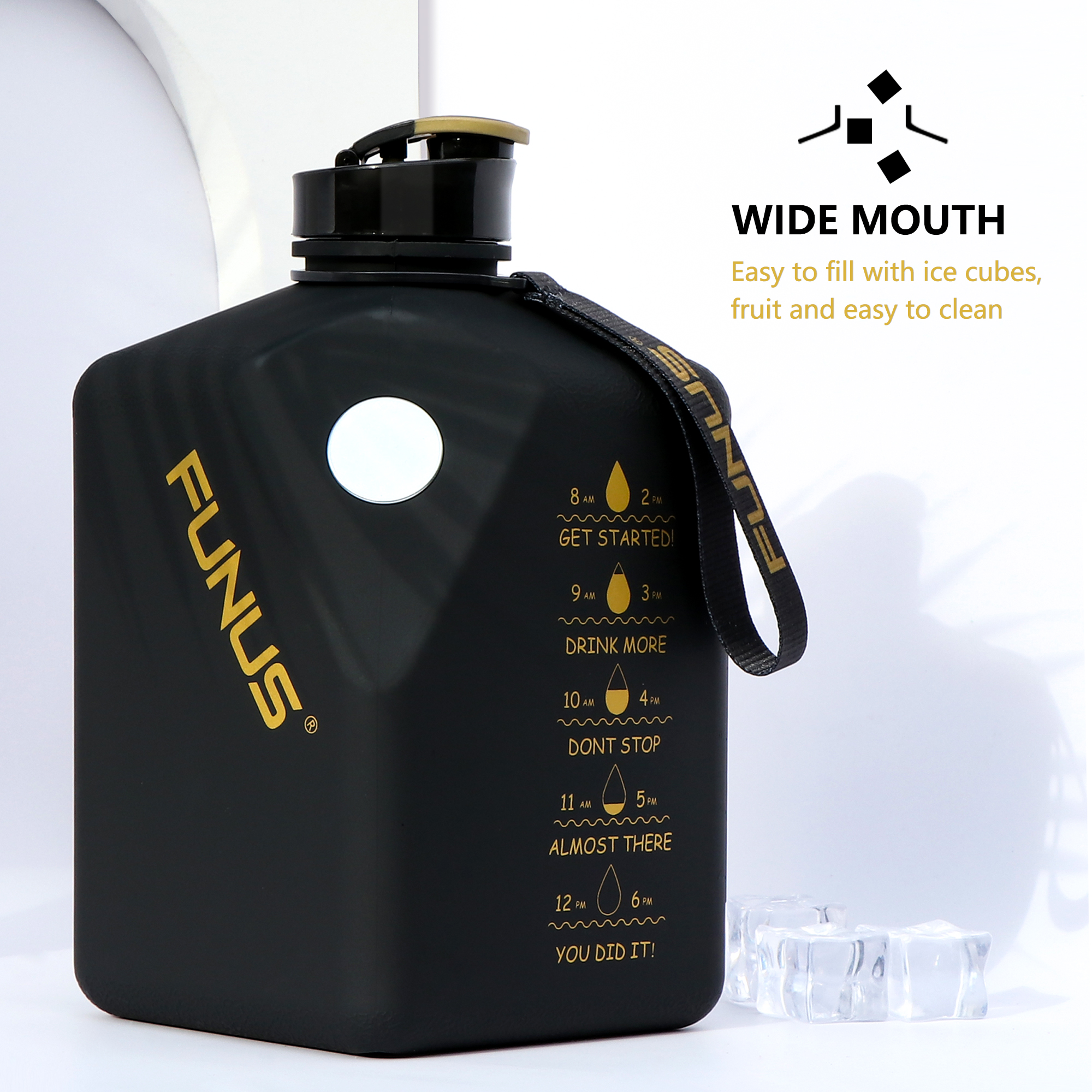 FUNUS 91OZ / 2.7L Water Bottle – Black – SOCOO